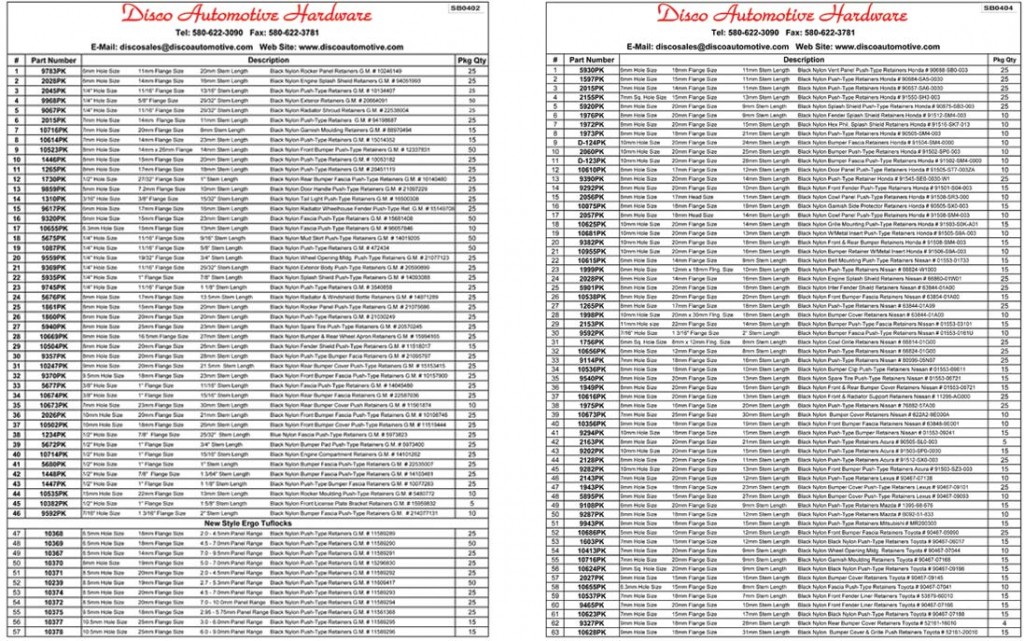 Sample Boards - Disco Automotive Hardware